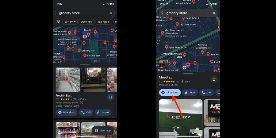 How to navigate to the closest grocery store